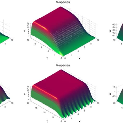 Surface Plot Showing The Distribution Of Species For Reaction Diffusion