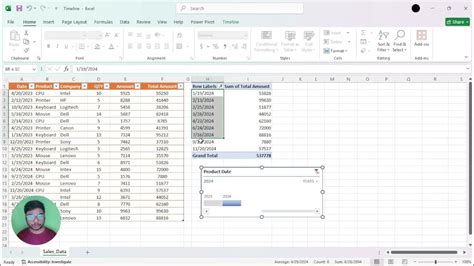 Timeline In Pivottables Excel Dynamic Date Filtering Youtube