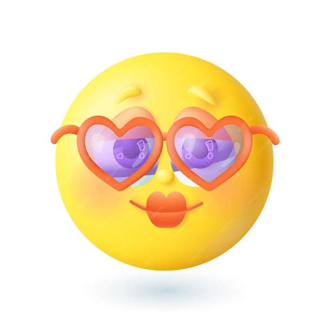 Premium Vector 3d Cartoon Style Emoticon In Heart Shaped Sunglasses