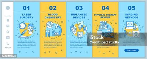생물 의학 공학 온보딩 모바일 웹 페이지 벡터 템플릿 레이저 수술 응답 스마트 폰 웹 사이트 인터페이스 아이디어 선형 그림 웹 페이지 연습 단계 화면입니다 색상 컨셉 0명에