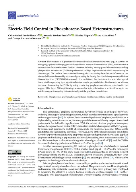 Pdf Electric Field Control In Phosphorene Based Heterostructures