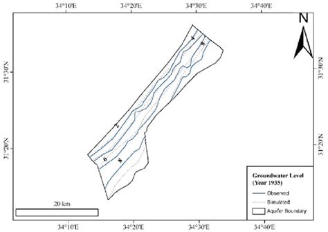 Model Calibration Showing The Observed And Simulated Contour Lines