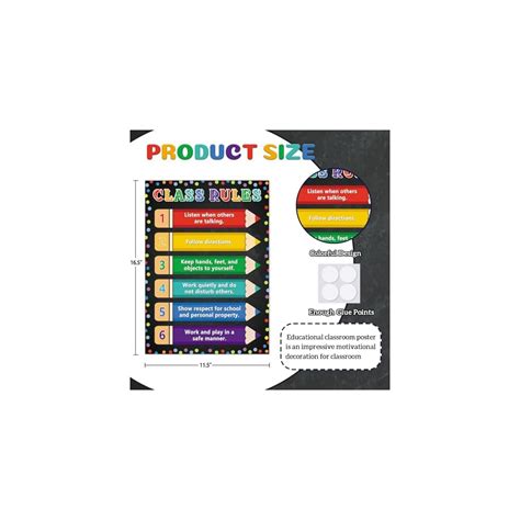 Juesmos Colorful Pencil Classroom Rules Poster Bahrain Ubuy