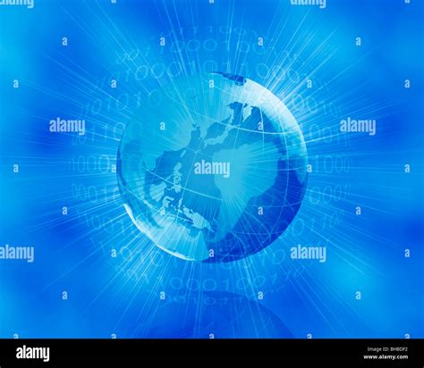 Globe And Binary Codes Against Blue Background Digitally Generated Stock Photo Alamy