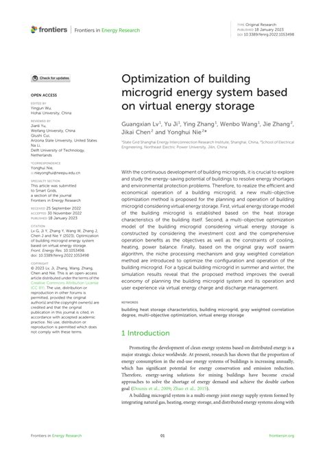 Pdf Optimization Of Building Microgrid Energy System Based On Virtual Energy Storage
