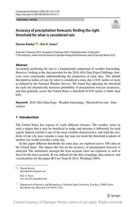 Accuracy Of Precipitation Forecasts Finding The Right Threshold For What Is Considered Rain