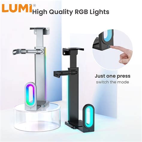 Rgb Lighting Adjustable Wall Mount Under Desk Gaming Computer Tower Cpu