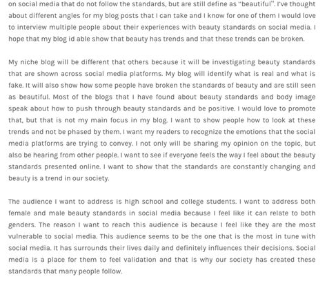 Niche Blog Proposal Drafts Beauty And The Standards