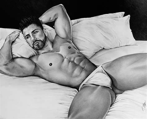 Rule 34 Abs Armpit Arms Behind Head Black And White Brad Welch Art