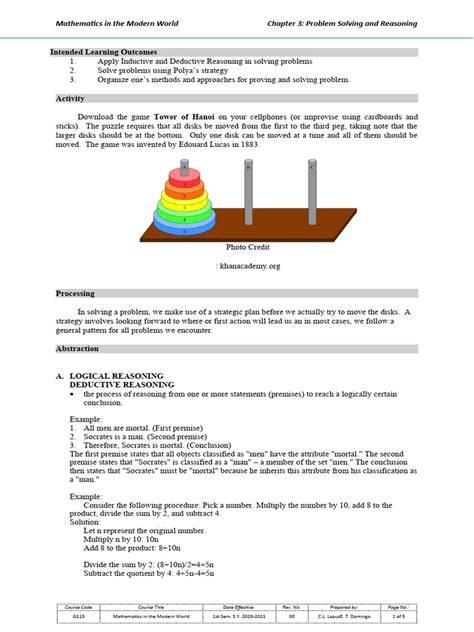 Problem Solving And Reasoning Pdf Reason Deductive Reasoning