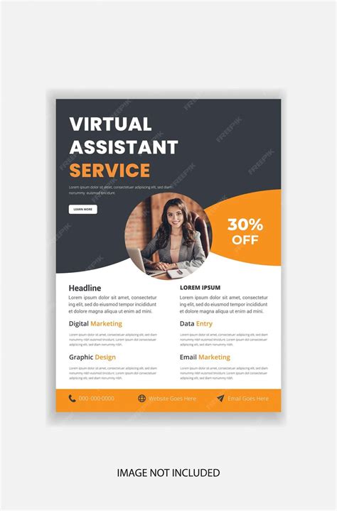 Premium Vector Virtual Assistant Services Flyer Design Template