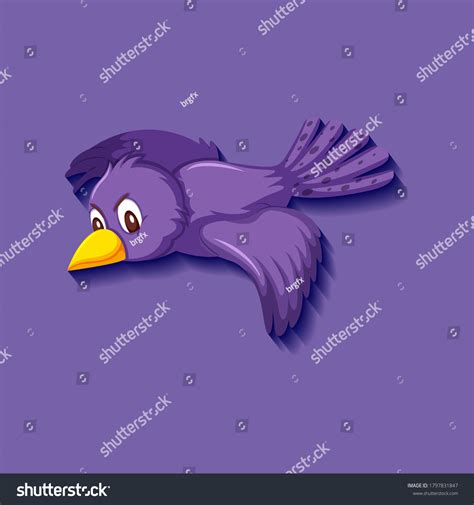 Cute Purple Bird Cartoon Character Illustration Stock Vector Royalty