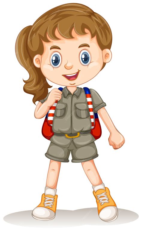 Premium Vector A Safari Girl On Whit Background