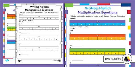Algebra Writing Multiplication Equations Strip Diagrams