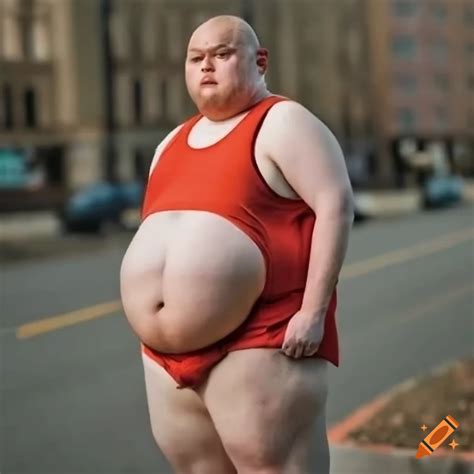 Fat Man With Belly Showing