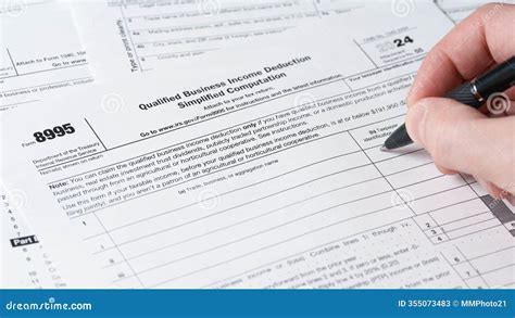 Form 8995 Qualified Business Income Deduction Simplified Worksheet Irs Tax Document Close Up