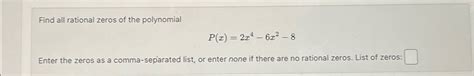 solved find all rational zeros of the