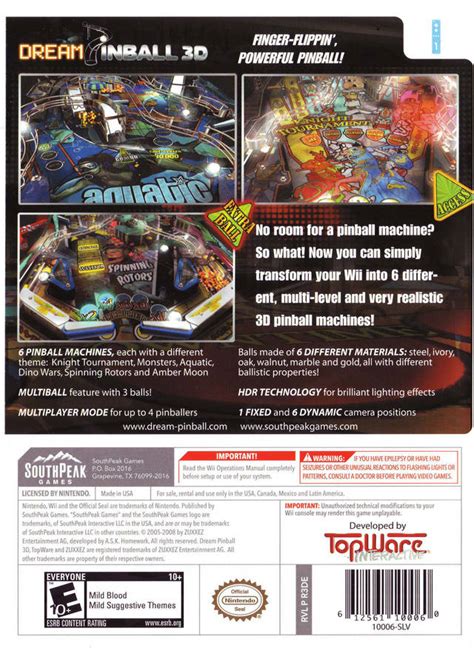 Dream Pinball 3d Box Shot For Wii Gamefaqs