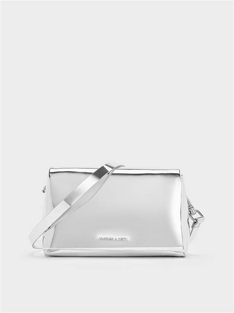 Silver Matina Metallic Crossbody Bag Charles And Keith International