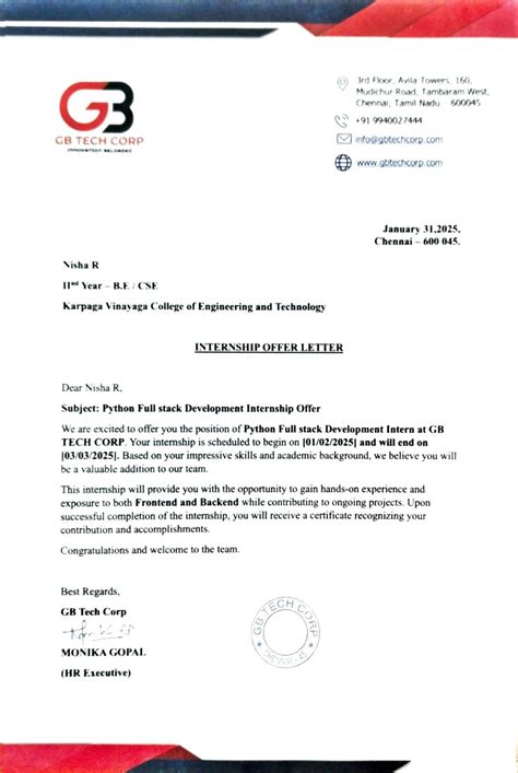 Internship Pythonfullstack Learning Tech Nisha Reghan