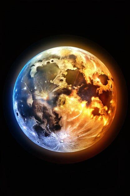 Earths Moon Glowing On Black Background Premium Ai Generated Image