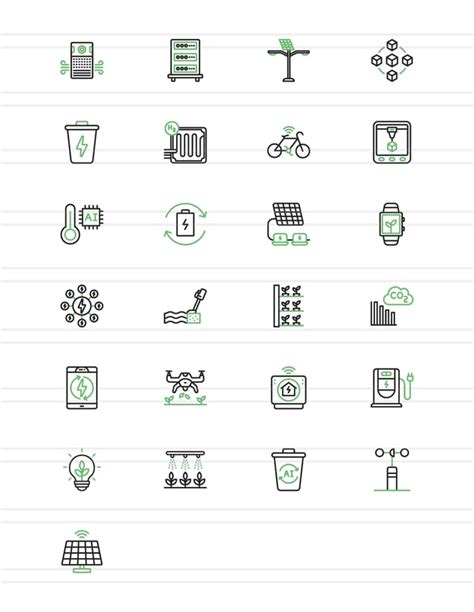 25 Eco Tech Green And Black Icons Icons Ft Ecotech And Green Envato