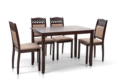 ᐉ Обеденный комплект стол 4 стула Mix Mebli Бродвей МДФ дерево ткань цвет темный орех бежевый