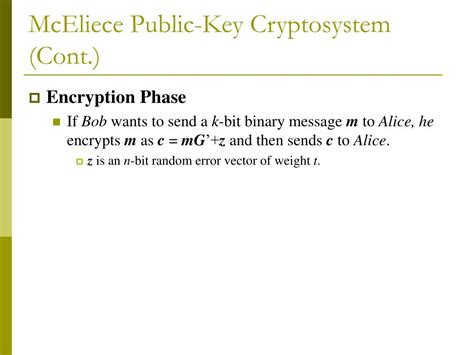 Ppt Mceliece Public Key Cryptosystem Powerpoint Presentation Free