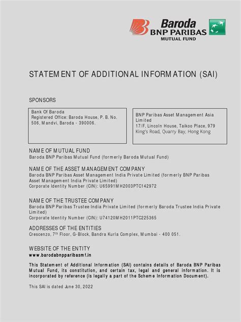 statement of additional information pdf investing debt