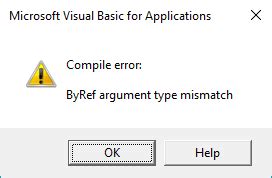 ByRef Argument Type Mismatch Error Fixes VBA And VB Net Tutorials Education And Programming