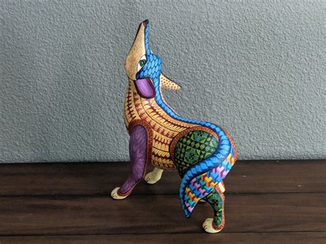 Wolf Alebrije Figurine Handmade Home Decor Folk Art From Oaxaca Mexi