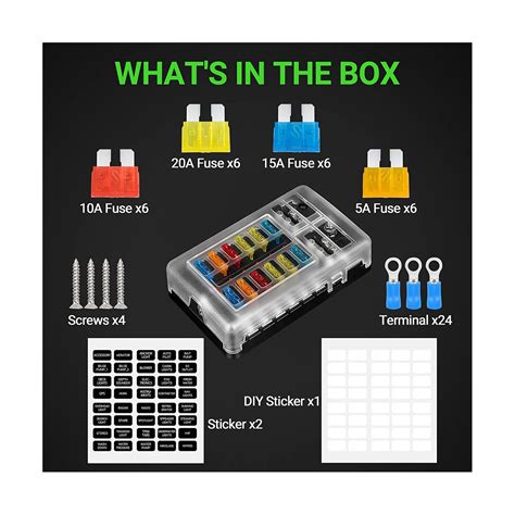 12v fuse block 12 circuit fuse box kit with led indicator with negative