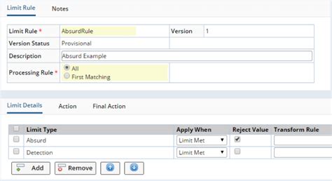 Limit Rule Maintenance