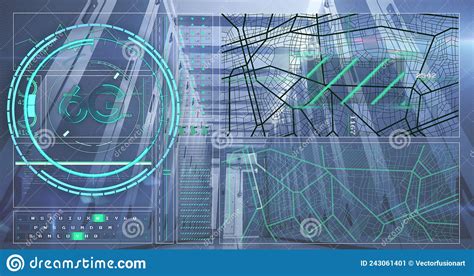 Image Of 6g Text And Connections Over Computer Servers Stock