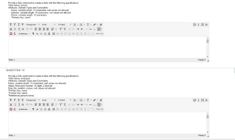 Solved Provide A Sql Statement To Create A Table With The Chegg
