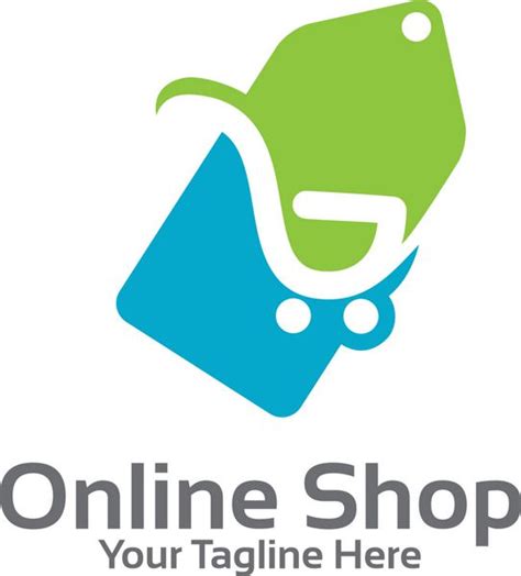 وکتور طراحی لوگو فروشگاه اینترنتی مفهوم طراحی لوگو سبد خرید و برچسب