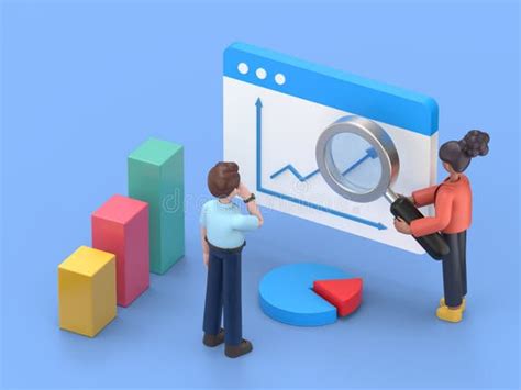 People Characters Working With Data Visualization Man And Woman