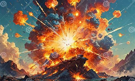 Large Explosion Explosions In The Sky Stock Illustration Illustration