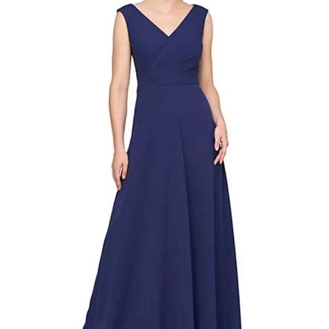 Kay Unger Dresses Kay Unger Dark Indigo Blue Yara Crpe Aline Gown
