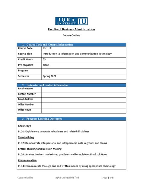 Iict Course Outline Aascb Pdf Computer Network Computer Data Storage