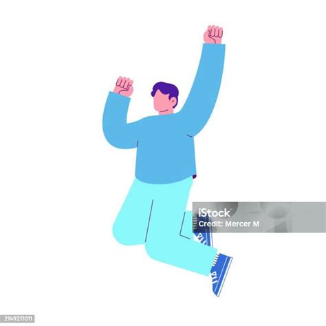 기쁨으로 점프하는 남자의 그림 흰색 배경에 고립 된 평면 Rgb 벡터 자료 20 29세에 대한 스톡 벡터 아트 및 기타 이미지