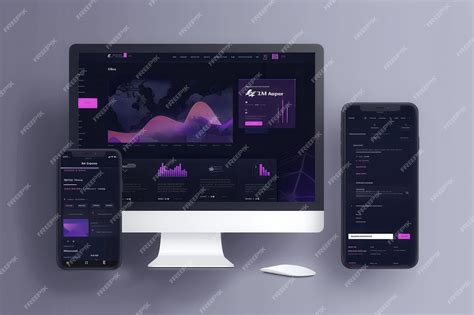 Modern Dark Ui Design Data Analytics Dashboard Desktop Mobile Devices Premium Ai Generated Image