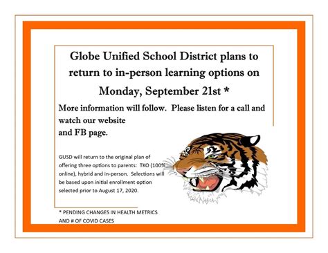 Gusd To Return To In Person Learning On September 21 2020 Globe