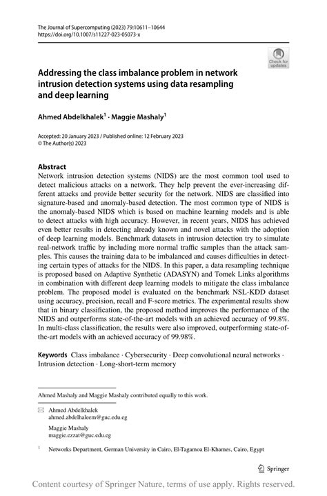 Pdf Addressing The Class Imbalance Problem In Network Intrusion