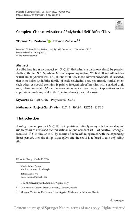 Pdf Complete Characterization Of Polyhedral Self Affine Tiles