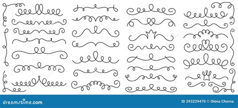 Underlines Set With Swishes Swooshes And Curly Strokes Swash Hand