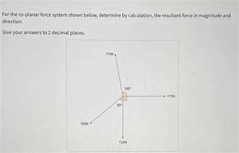 Solved For The Co Planar Force System Shown Below Determine