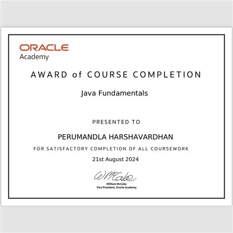 I Completed The Java Fundamentals Course Through Oracle Academy Where I Gained A Solid