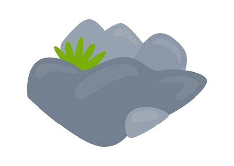 Rocks With Grass Flat Icon Landscape Elements Premium Vector