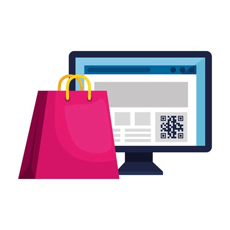 Qr Code Inside Computer And Bag Vector Design 1909663 Vector Art At Vecteezy